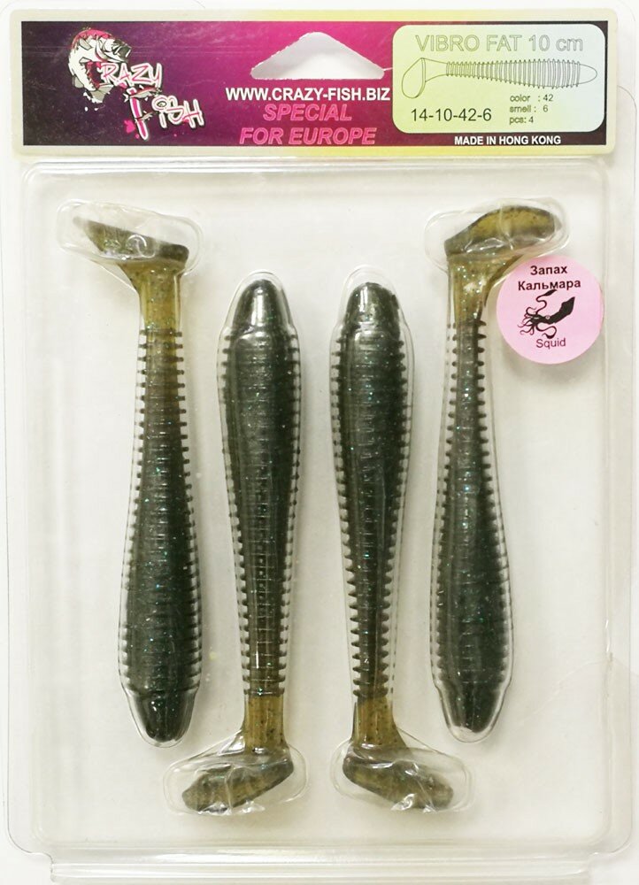 Силиконовая приманка Crazy Fish VIBRO FAT 4" 14-10-42-6