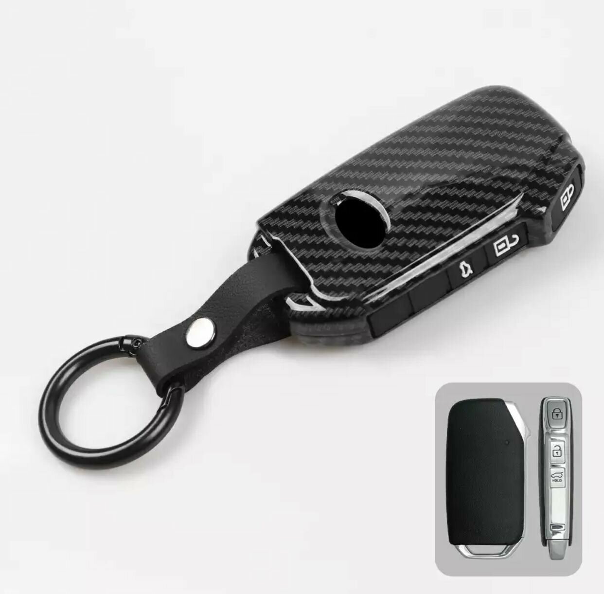 Чехол для невыкидного ключа Kia / Киа Carbon 3 кнопки