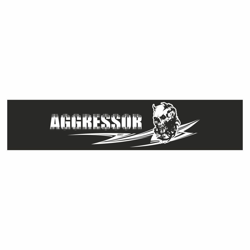 Полоса на лобовое стекло 1600х170мм "AGRESSOR"(череп) черная, Арт рэйсинг