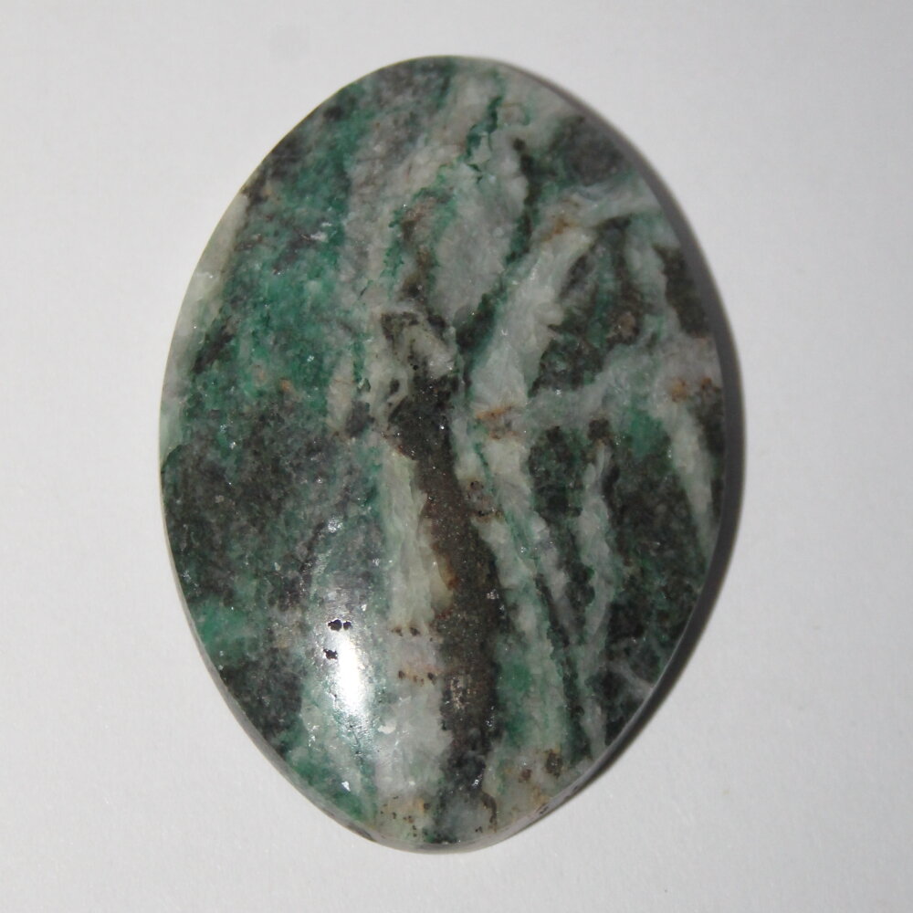 Лиственит кабошон, натуральный камень, 41х29х3 мм, Урал, "True Stones"