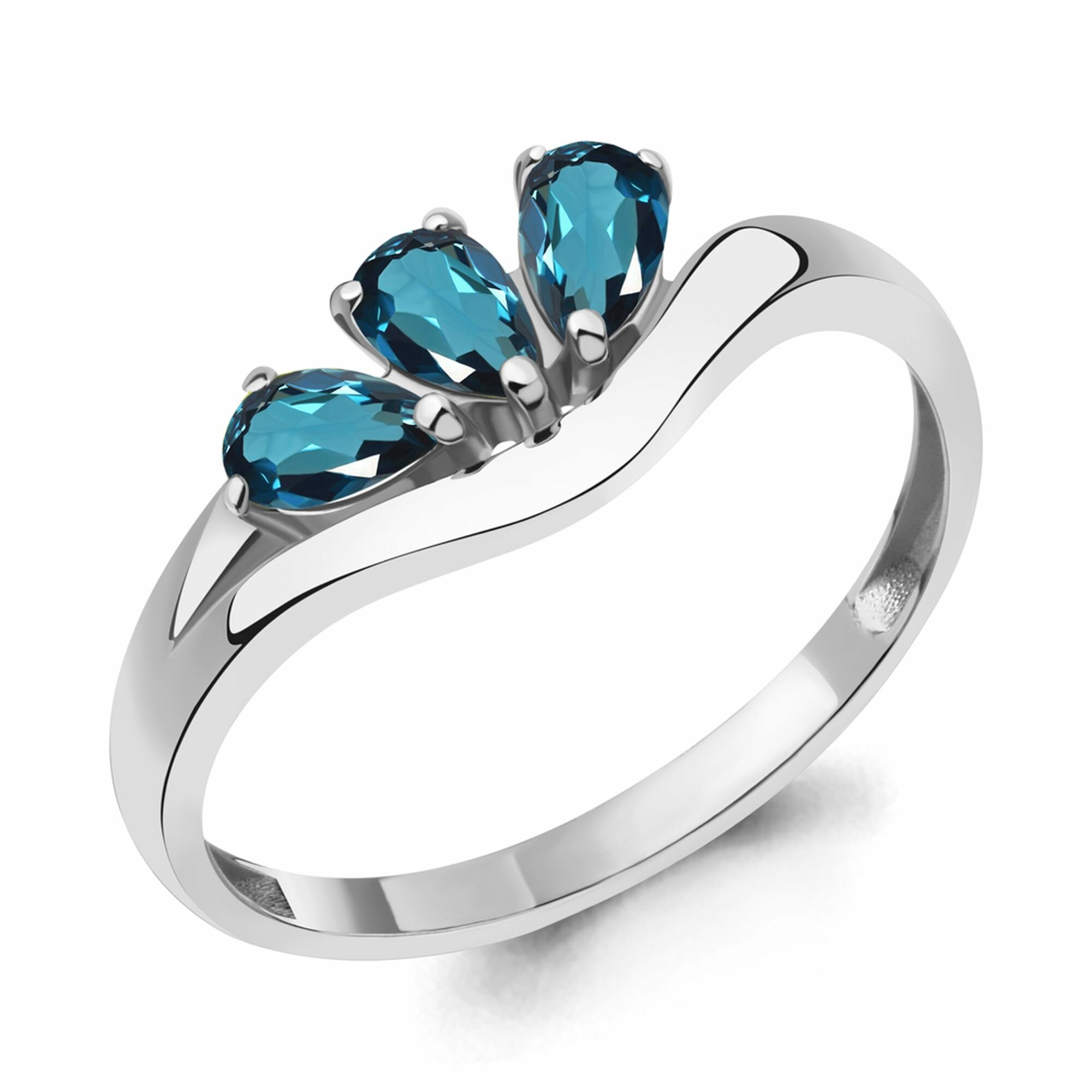 Кольцо, серебро, 925 проба, родирование, Лондон топаз