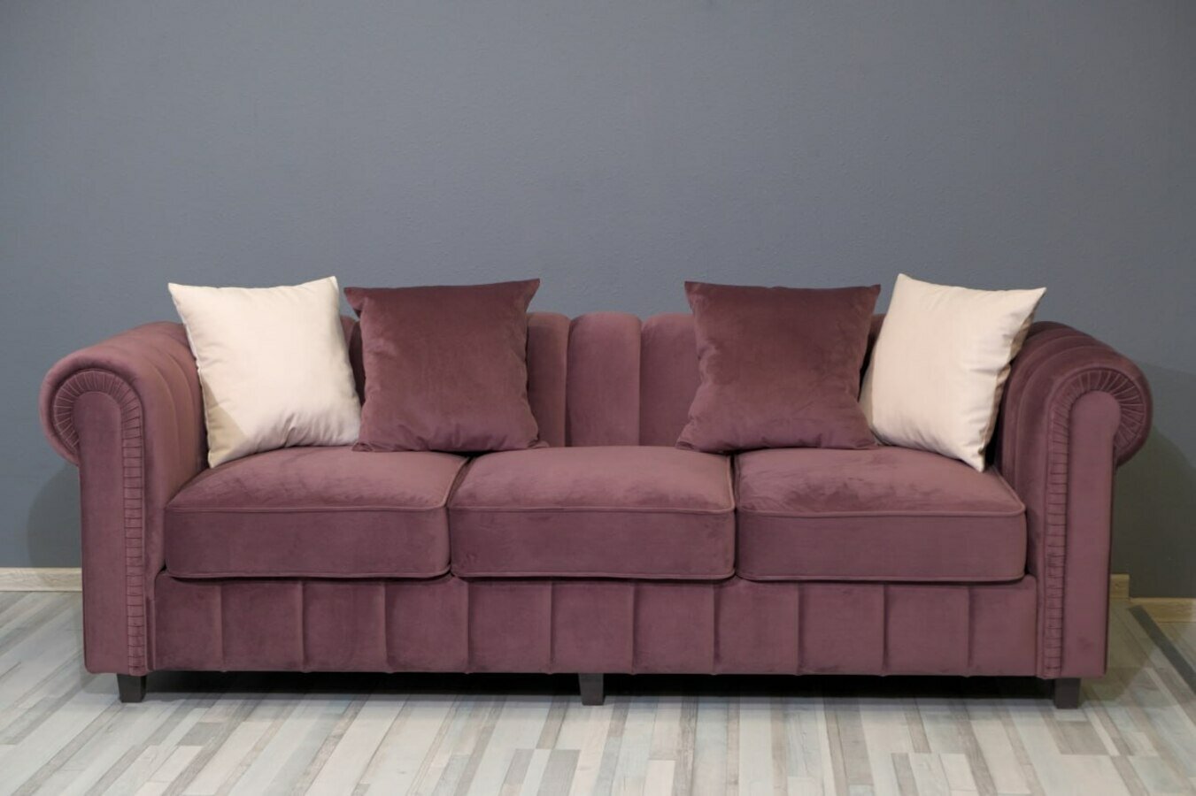 Диван "Лайн" от Eva Maranni 230 /90/80 см обивка велюр, цвет пепельно розовый