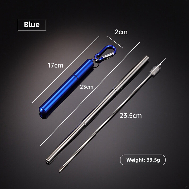 Стакан Telescopic из нержавеющей стали En 304 с круглым дном, с альпинистским пряжкой, набор из цветного алюминия, кросс-бордерный портативный стакан (набор с круглым дном, синий цвет)