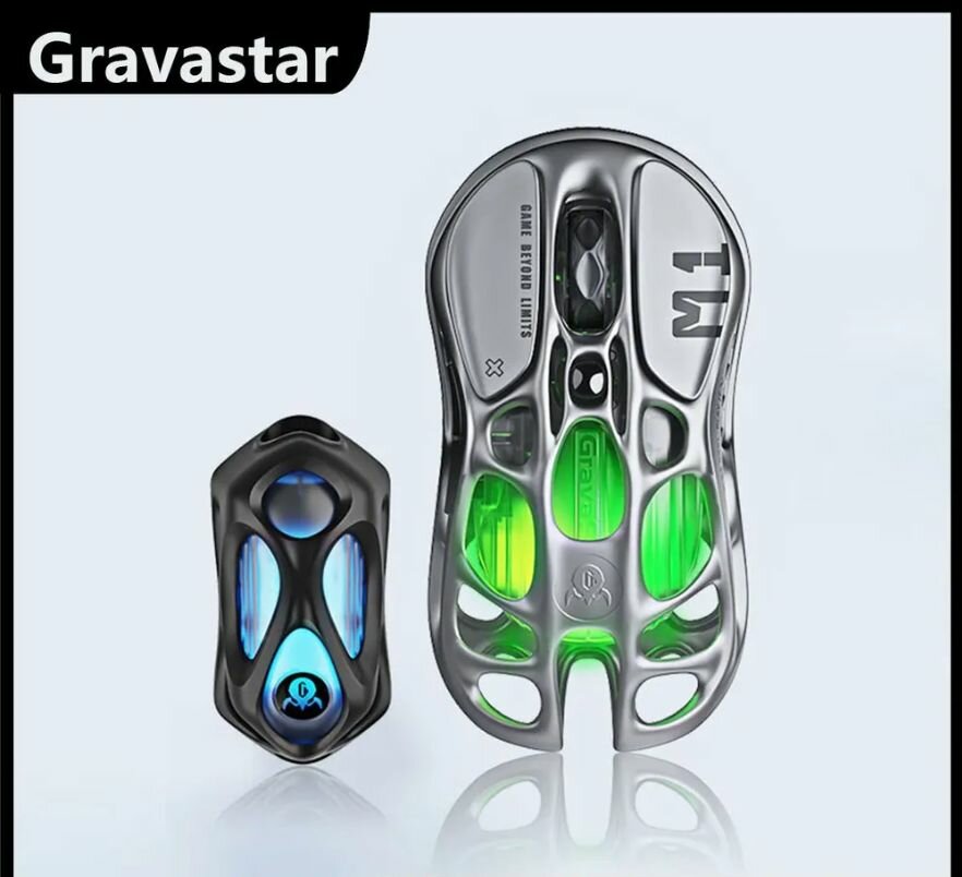 Беспроводная игровая мышь GravaStar Mercury M1 Pro - серая со стандартным приемником