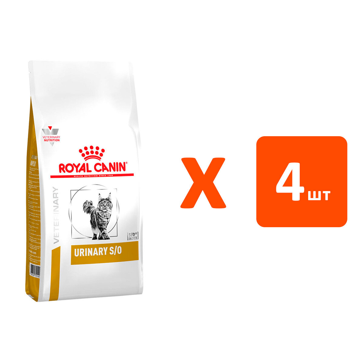 Корм сухой Royal Canin Urinary S/O для взрослых кошек, при мочекаменной болезни, 350 г х 4 шт