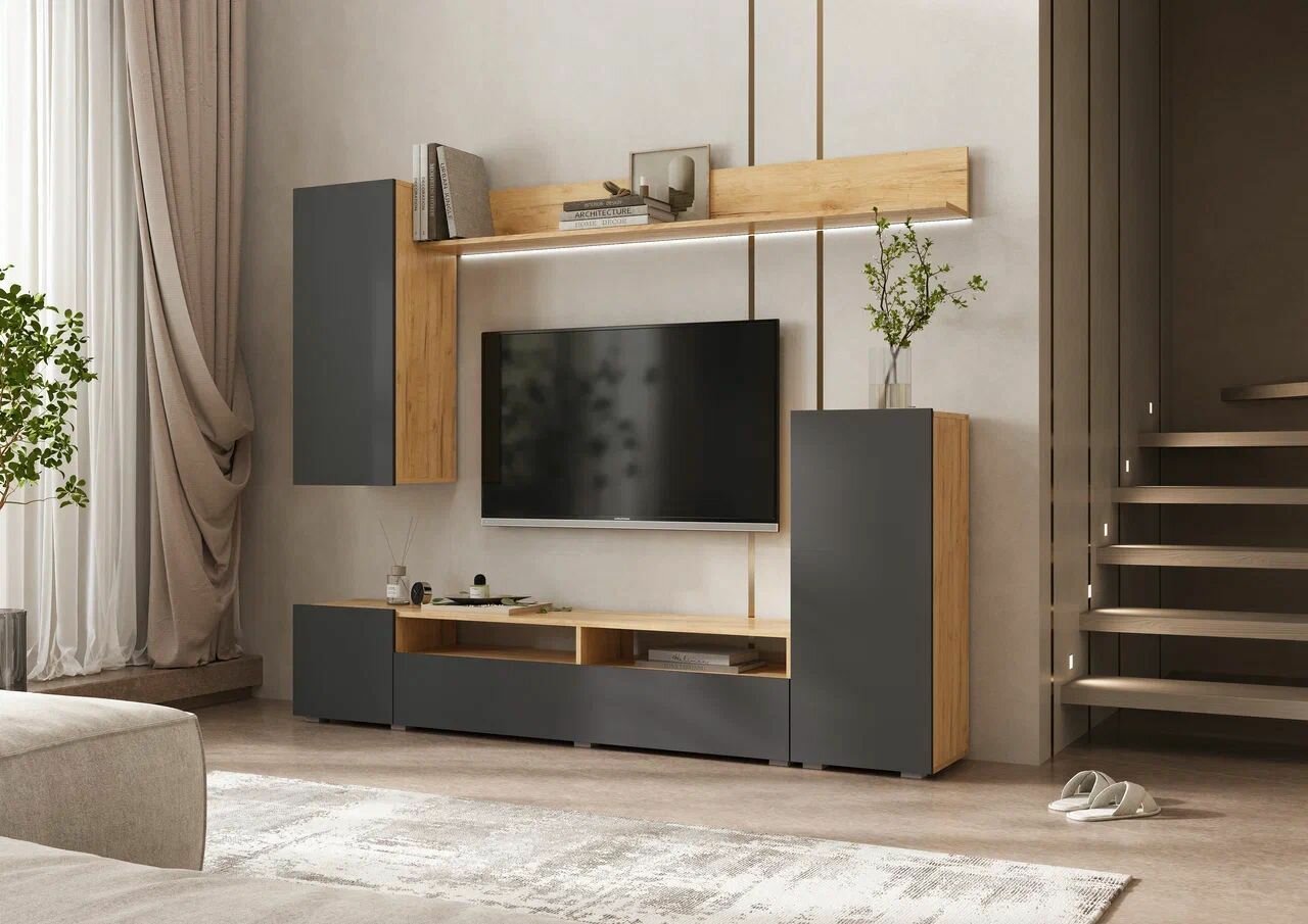 Комплект мебели для гостиной Верона (Графит/Дуб Крафт)