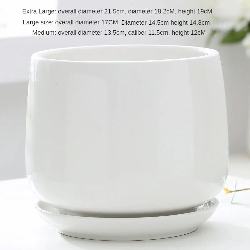Белый керамический горшок extra large