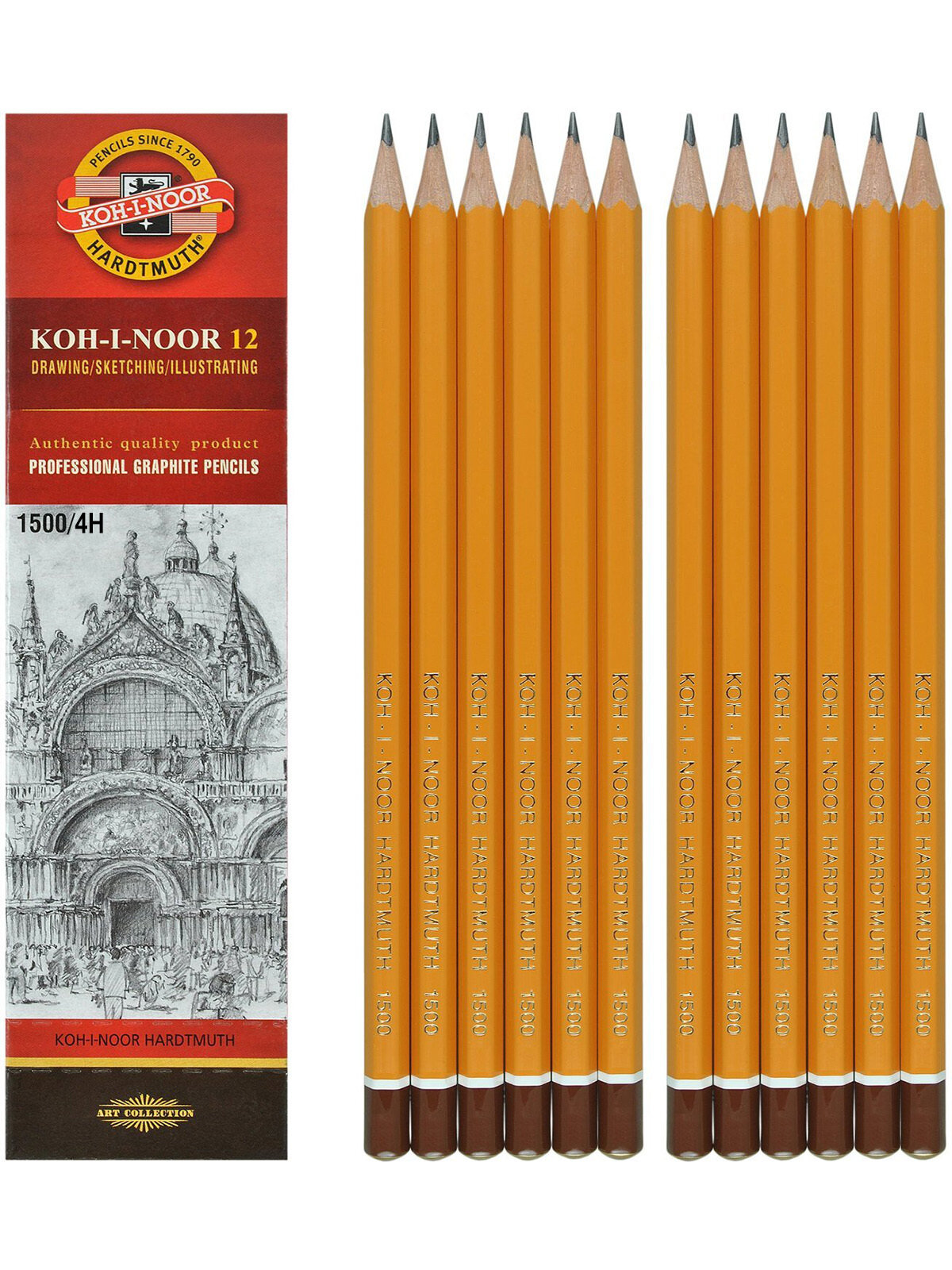 Набор простых карандашей 12 KOH-I-NOOR 1500, 4H (4 Твердый)
