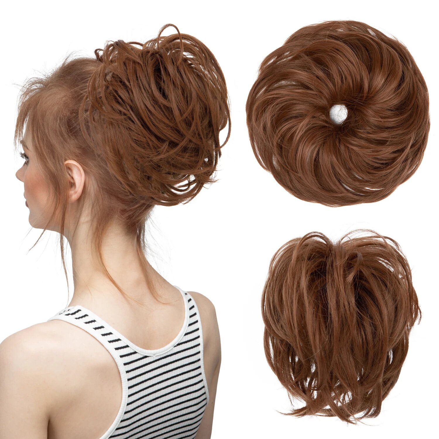Синтетический кудрявый шиньон SARLA светлый Light Auburn