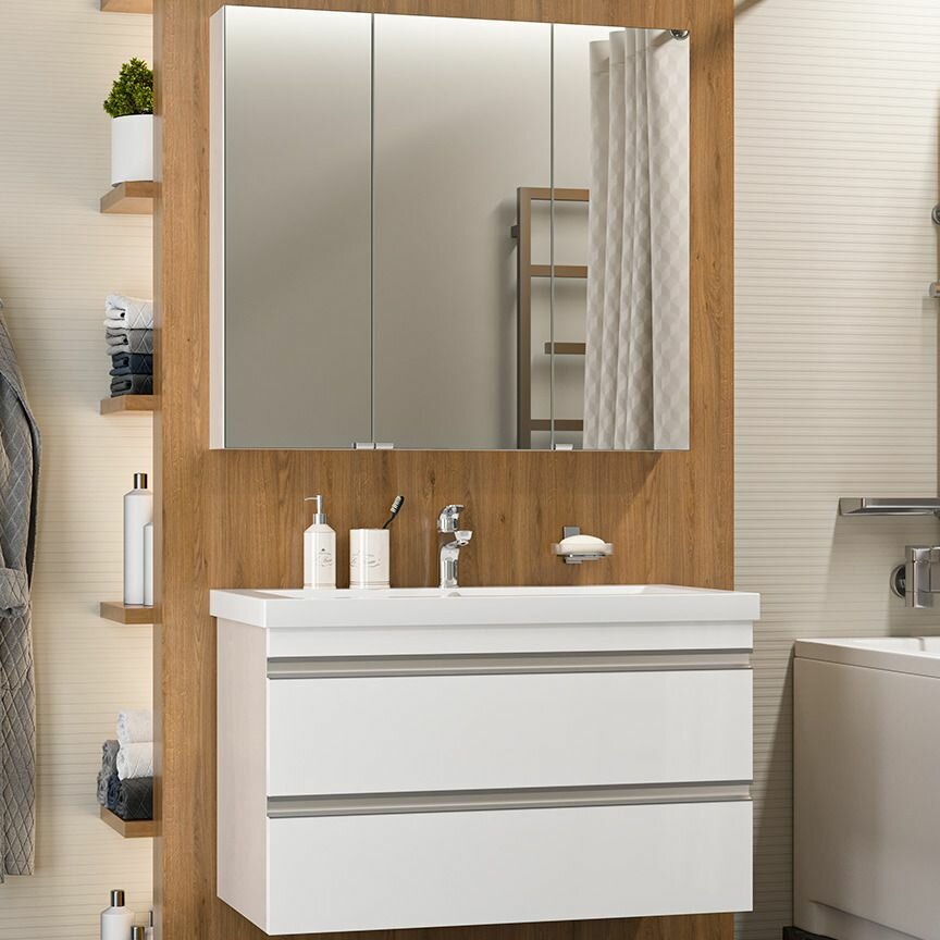 Мебель для ванной Misty Ингрид 90 подвесная белая