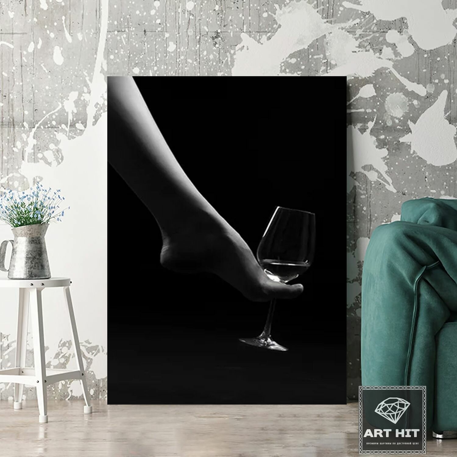 Картина черно-белые, постер эротика, из коллекции "Голая девушка", 50х70 см.