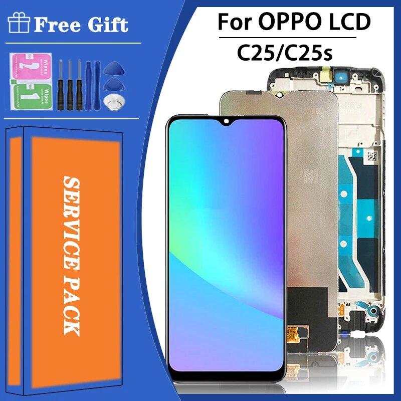 Экран 6,5 дюйма для Oppo Realme C25 C25S RMX3195 RMX3193, ЖК-дисплей 10 дюймов, Ori with Frame