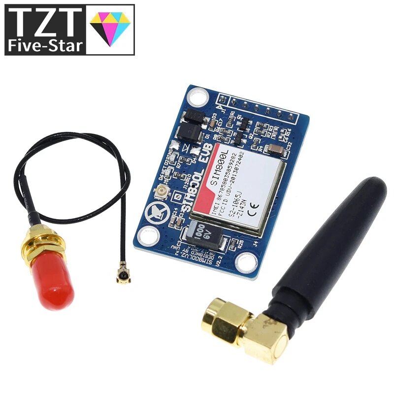 TZT 1set SIM800L V2.0 5V Wireless GSM GPRS MODULE Quad-Band W/Antenna Cable Cap For Arduino