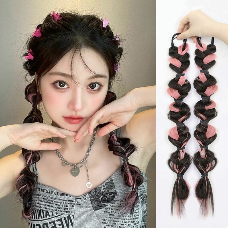 Парик Коса Окрашенная Твист Коса Женские Длинные Волосы Высокий Конский Хвост Коса Горячая Девушка Боксерская Коса Цветные Дреды Пары Конский Хвост