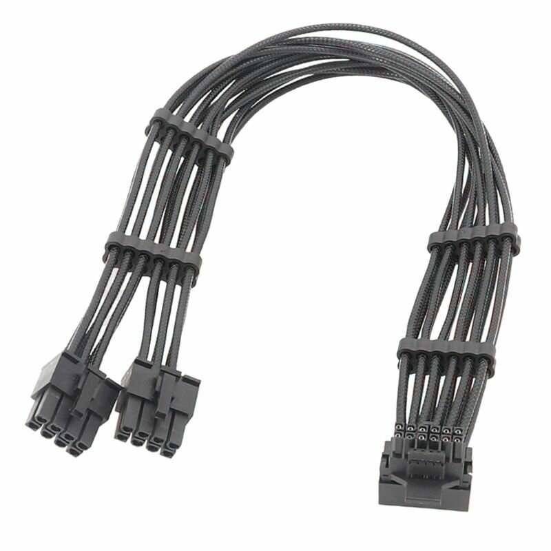 Высокоскоростной 2x 8-контактный на 16-контактный разъем PCI5.0, кабель адаптера питания для видеокарты, 12VHPWR, 16 контактов (12 + 4), 90, угловая головка, 50/60/70 см