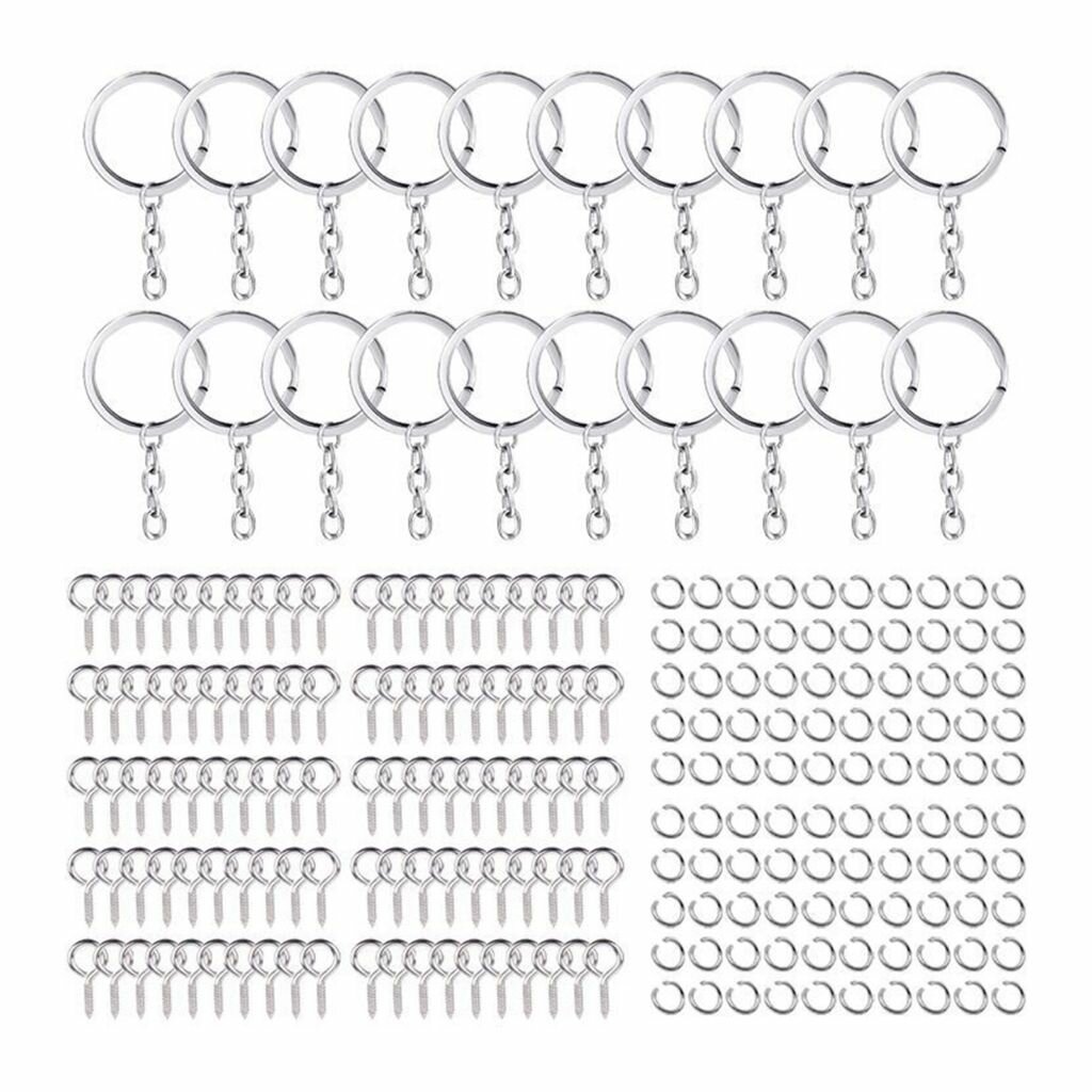 Украшение, DIY набор плоских ключниц открытых колец и роговых заклепок - серебряный, 220 штук