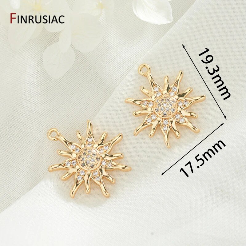 Кулоны Солнце FINRUSIAC, 14K Gold Plated, 3 шт.