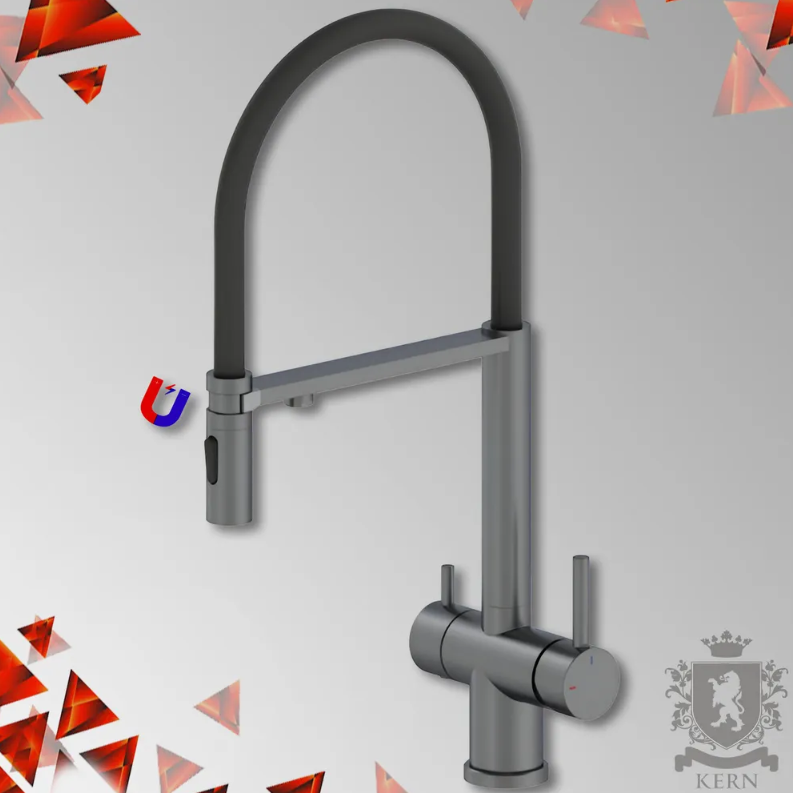 Смеситель для кухни под фильтр (на магните) KERN 2049 вороненая сталь