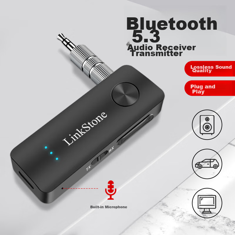 Liantuo Bluetooth 5.3 Receiver And Transmitter Two-In 3.5mm Wireless Audio Adapter, Phone to AUX Car Stereo, Switch TV NS to Headphones Speaker