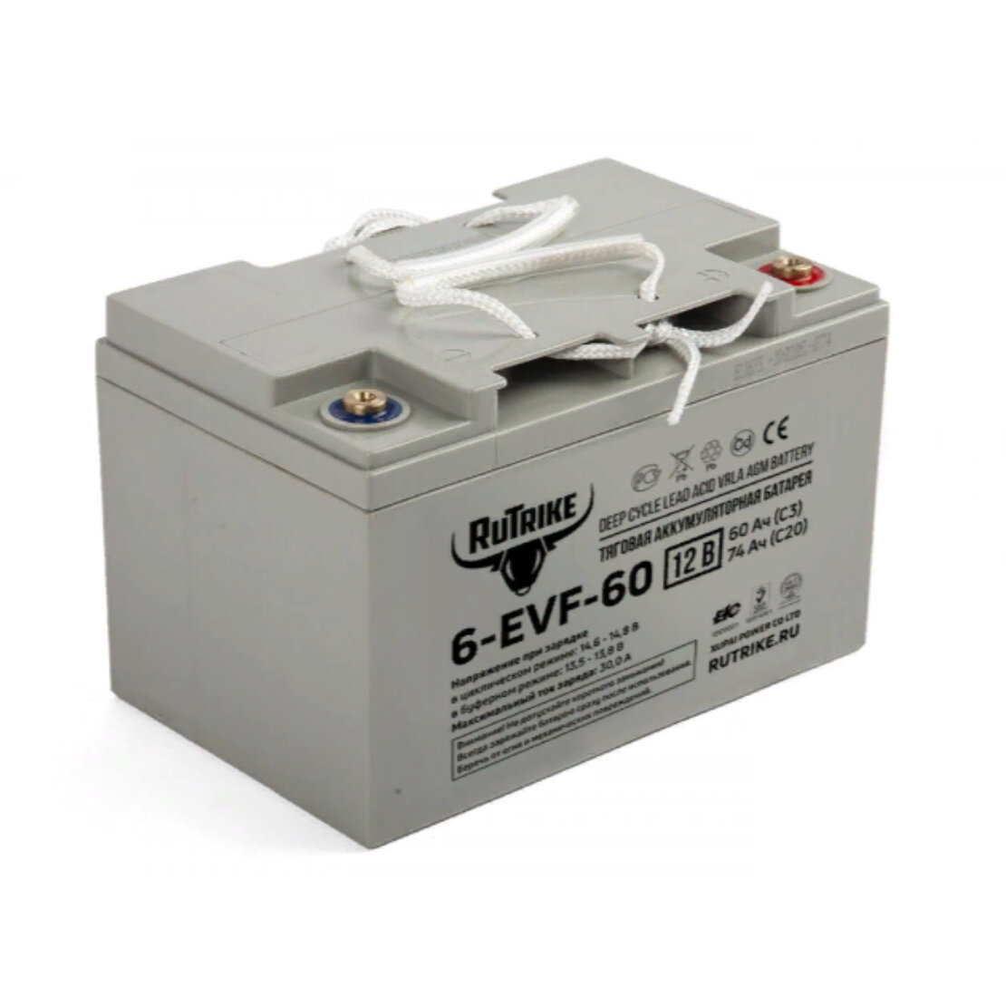 Аккумуляторная батарея Rutrike 6-EVF-60 12V60A/H C3 22599, серый