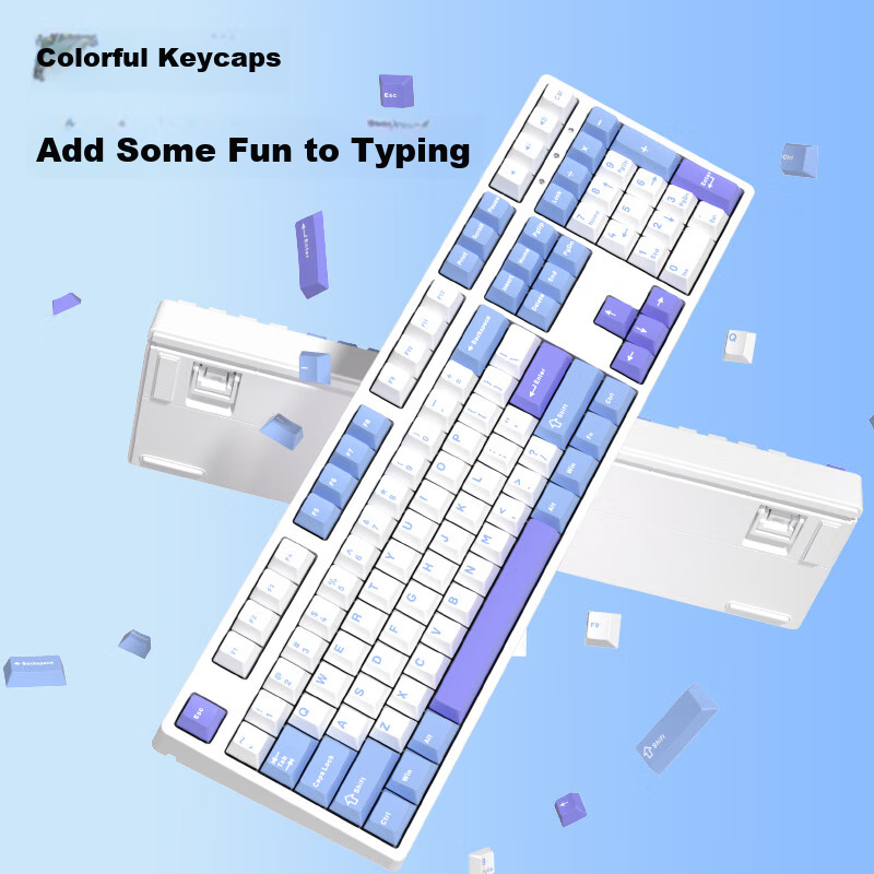 Ikbc Z108 Sea Salt Milk Wired Mechanical Keyboard for Gaming And Office, 108-Key Colorful Backlit Brown Switch