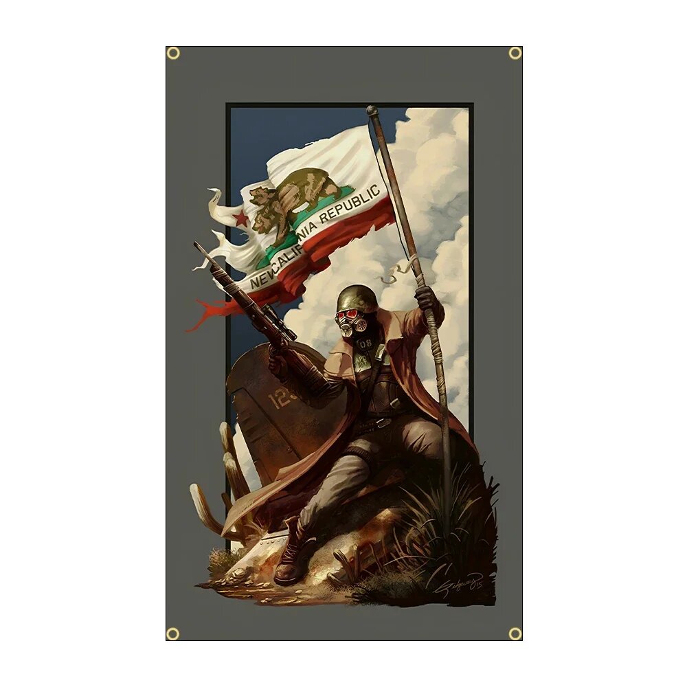 Флаг Fallout 90x150см из полиэстера 120 x 180cm, 4 Grommets