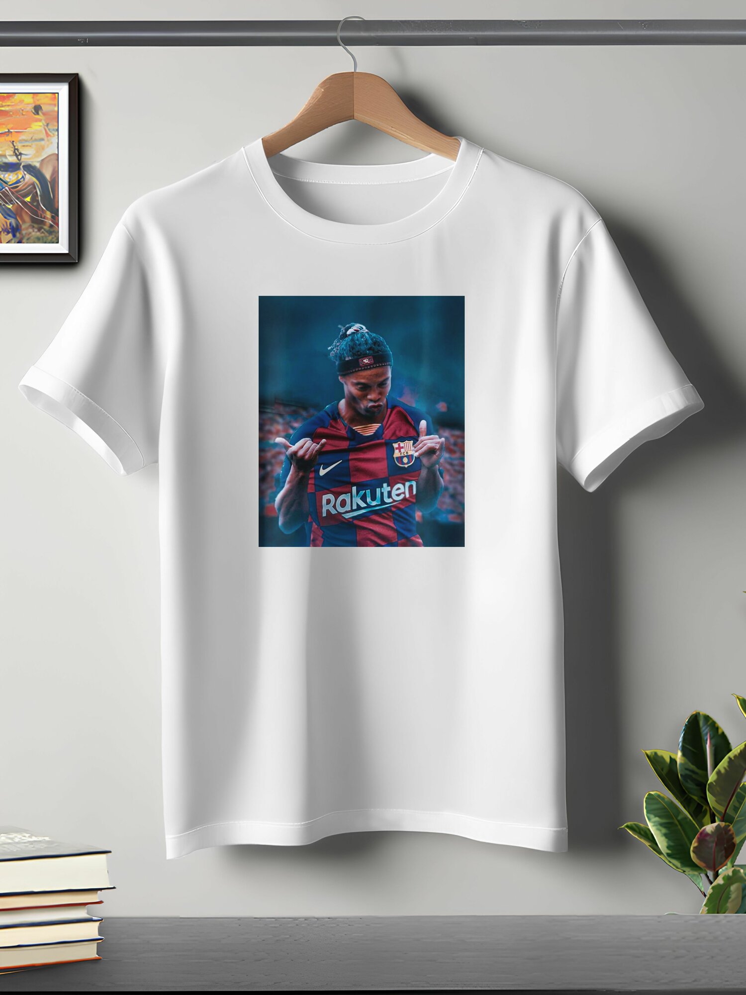 Футболка  Детская ONEQ 104 (4-5) размер с принтом Ronaldinho, белая