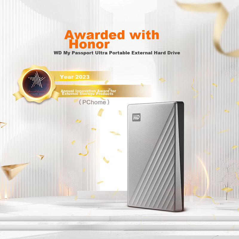 Western Digital (WD) 4TB Portable Hard Drive, Type-C Ultra Series, 2.5-Inch, Silver, Mechanical Hard Drive, Large Capacity, External Storage for Phones And Laptops, Compatible with Mac, Home Storage