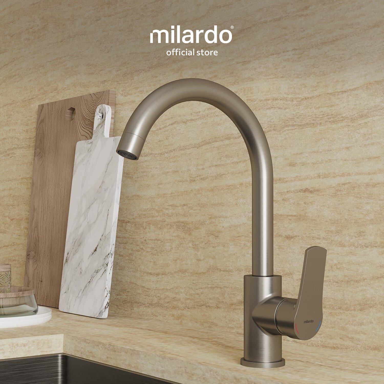 Смеситель для кухни Milardo Meal M01BNJ0M05 сатин с аэратором