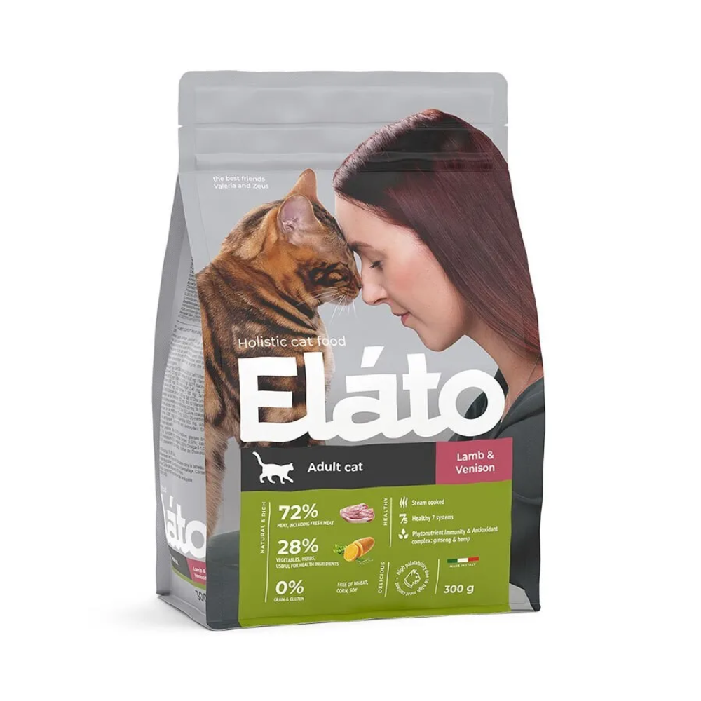Сухой корм Elato Holistic (Элато) для взрослых кошек с ягненком и олениной, 0,3 кг