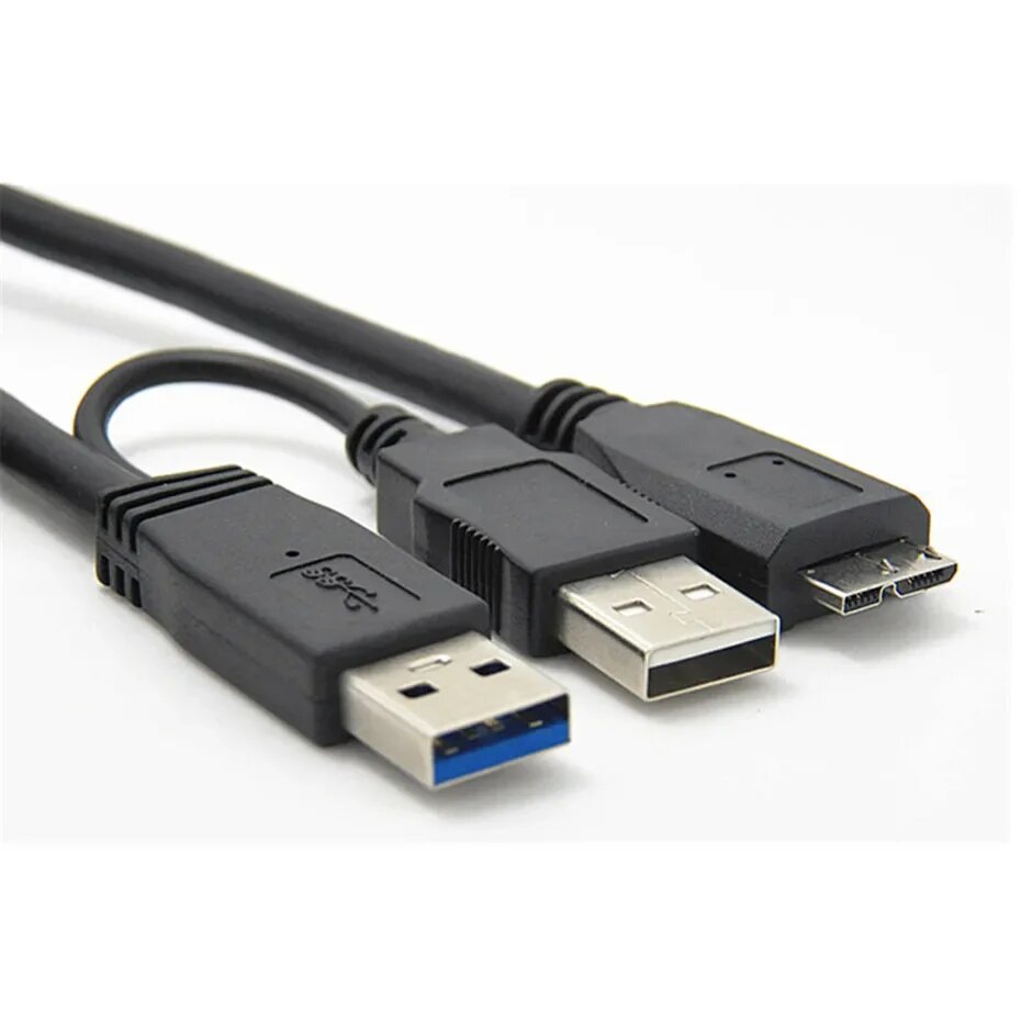 60 см USB 3,0 Dual Power Y-образная форма 2 X Type a на Micro B высокоскоростной до 5 Гбит/с кабель передачи данных для внешних жестких дисков