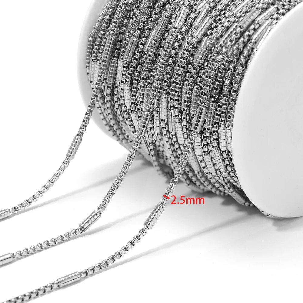 Oklayn Позолоченные квадратные цепочки из нержавеющей стали 2,5/3/4 мм B-steel 2.5mm