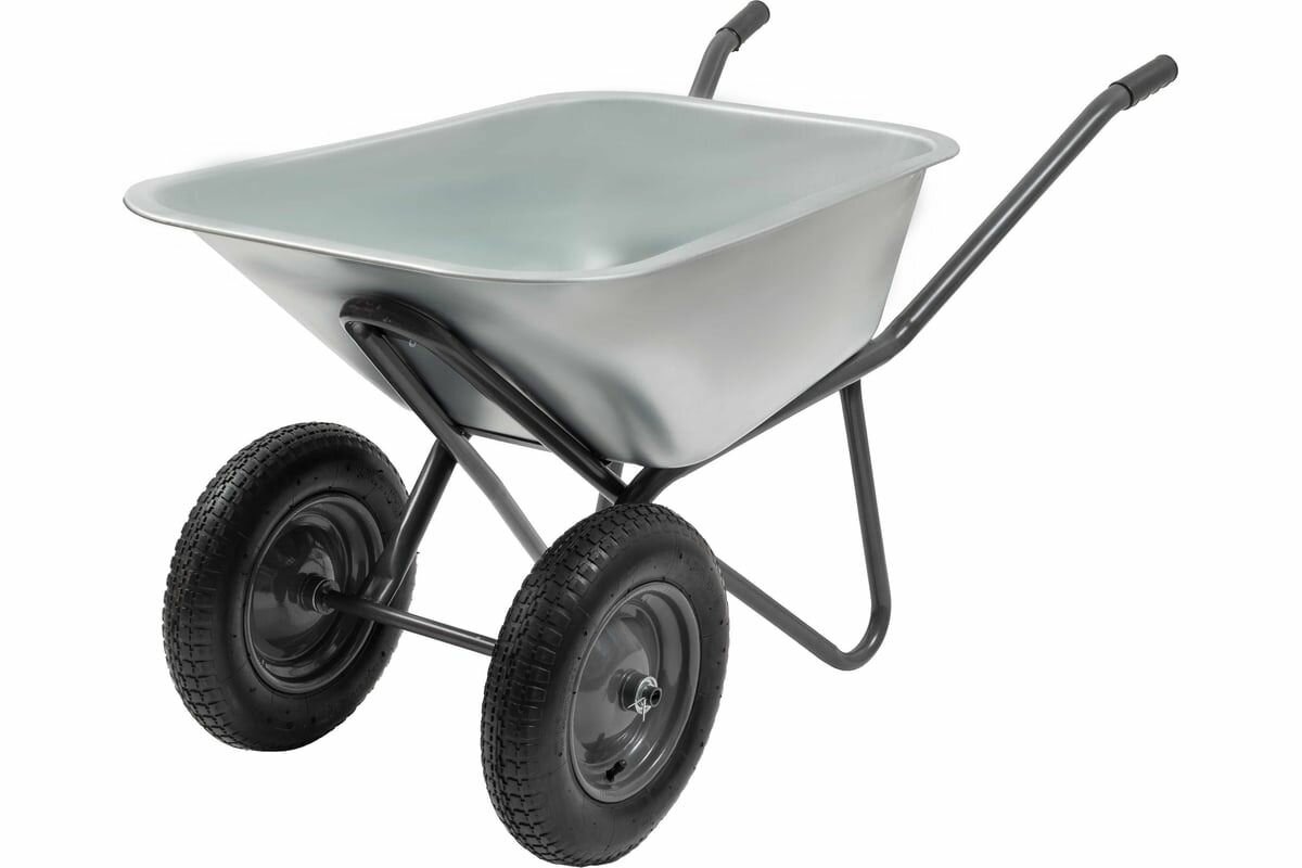 Тачка садовая двухколесная усиленная, строительная Gigant с оцинкованным кузовом 110л ZAW-05