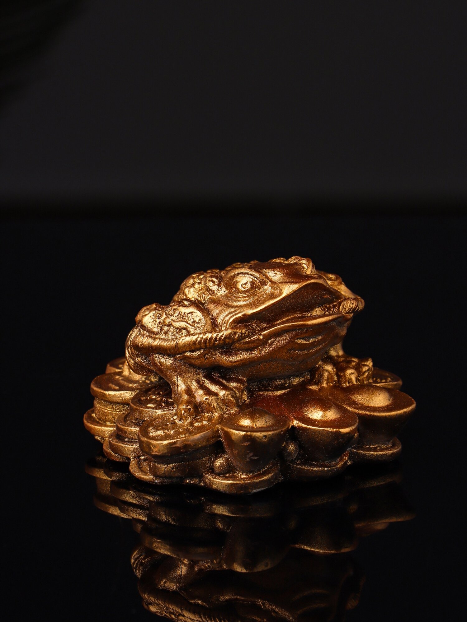Фигура "Жаба на деньгах" 8х8х4см, бронза