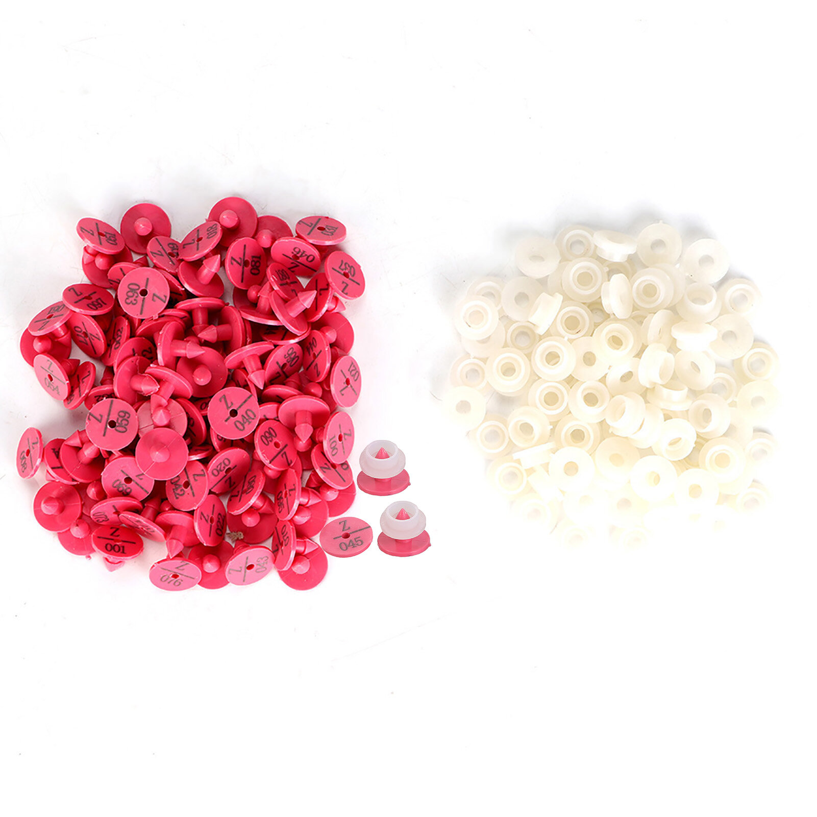 100 шт. ушные бирки с кроликом, лисой и собакой, розово-красные пластиковые маркеры для скота, качественные идентификационные бирки для животных для легкой идентификации