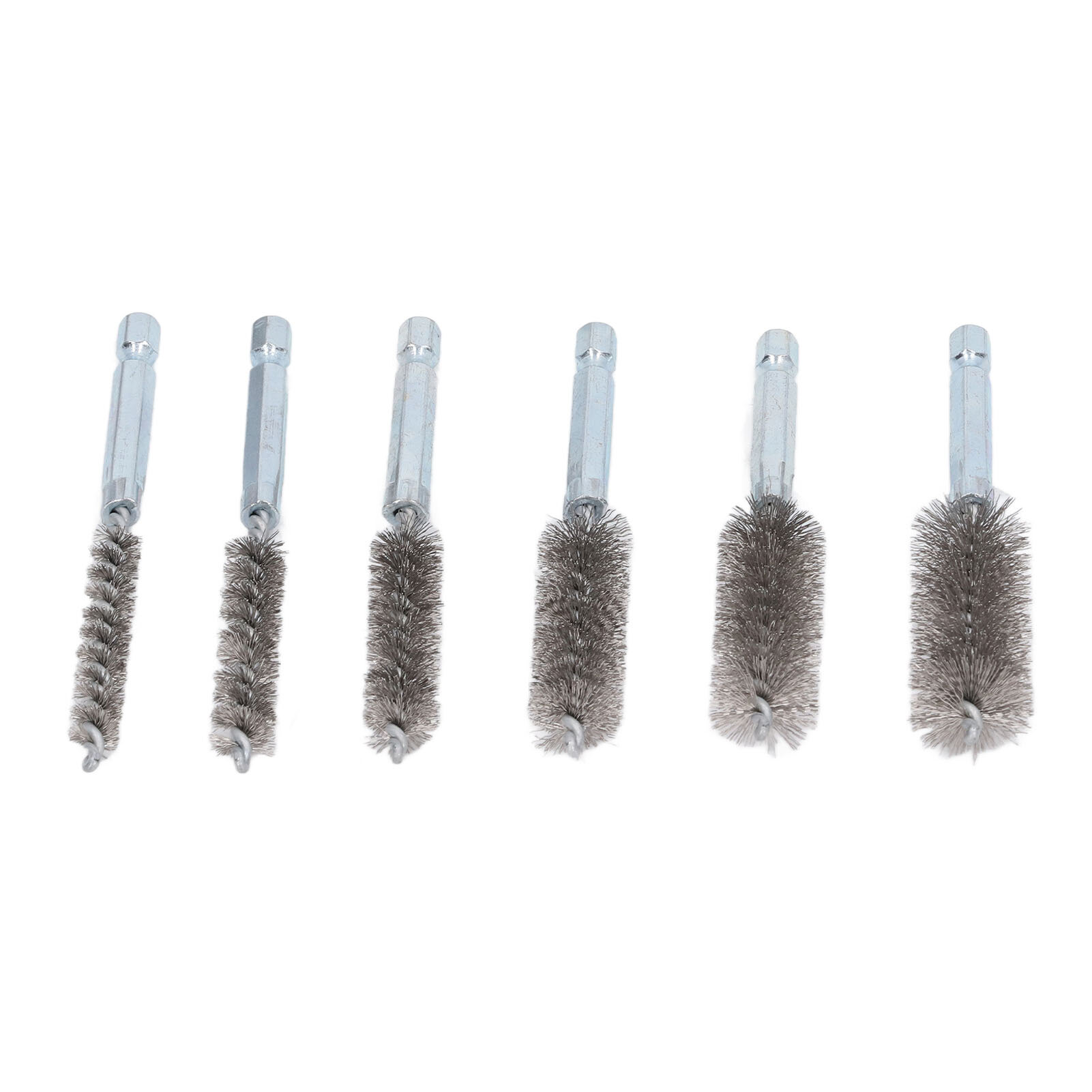 Щетка с отверстием 6 шт, 4-дюймовая щетка для чистки из витой проволоки с защитой от ржавчины и шестигранным хвостовиком 1/4 дюйма для электрической дрели, ударная отвертка, серебряная нержавеющая сталь