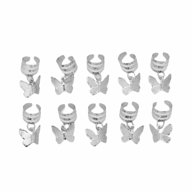 10 шт. золотые кольца для волос, полые зажимы-манжеты, винтажные аксессуары для плетения, дизайн бабочки в стиле бохо, круглые украшения для волос