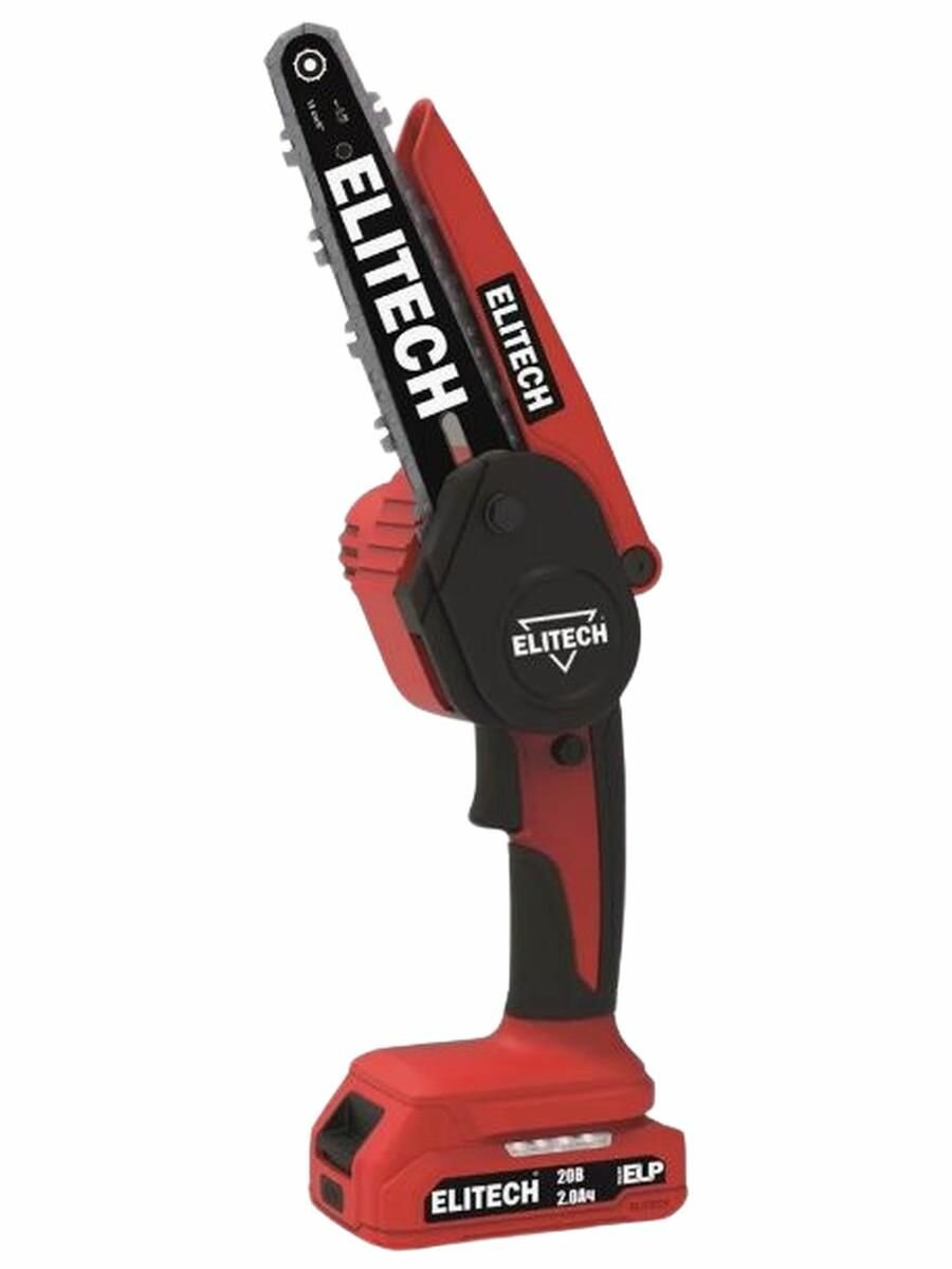 Пила цепная аккумуляторная ELITECH ДМ ПА206К (E1611.018.00) (20В, АКБ и ЗУ, 1х2Ач, шина 15см, 1/4", 1.1мм, 0.75кг)