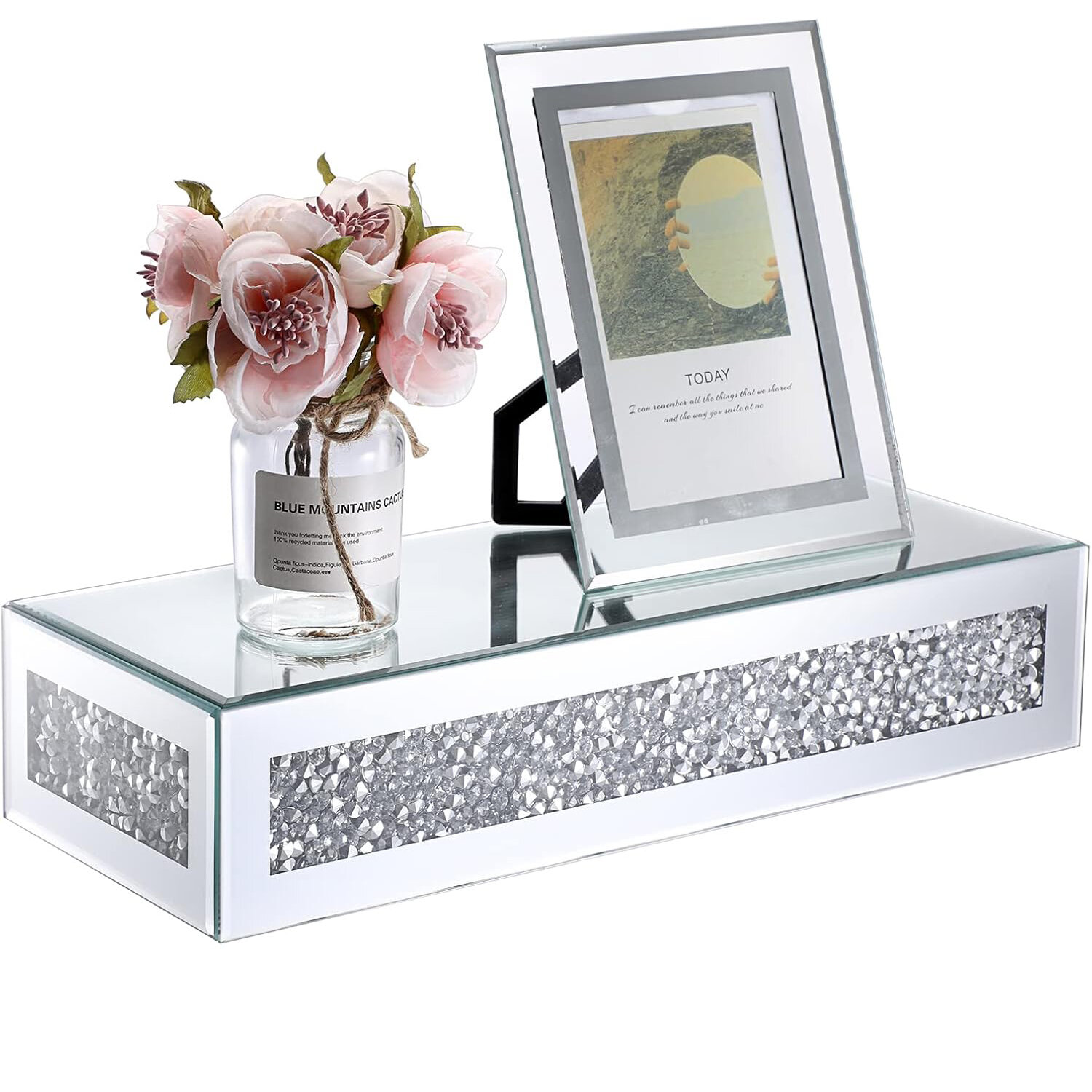 1 настенная зеркальная полка с инкрустацией из бриллиантов, настенная полка, плавающая полка