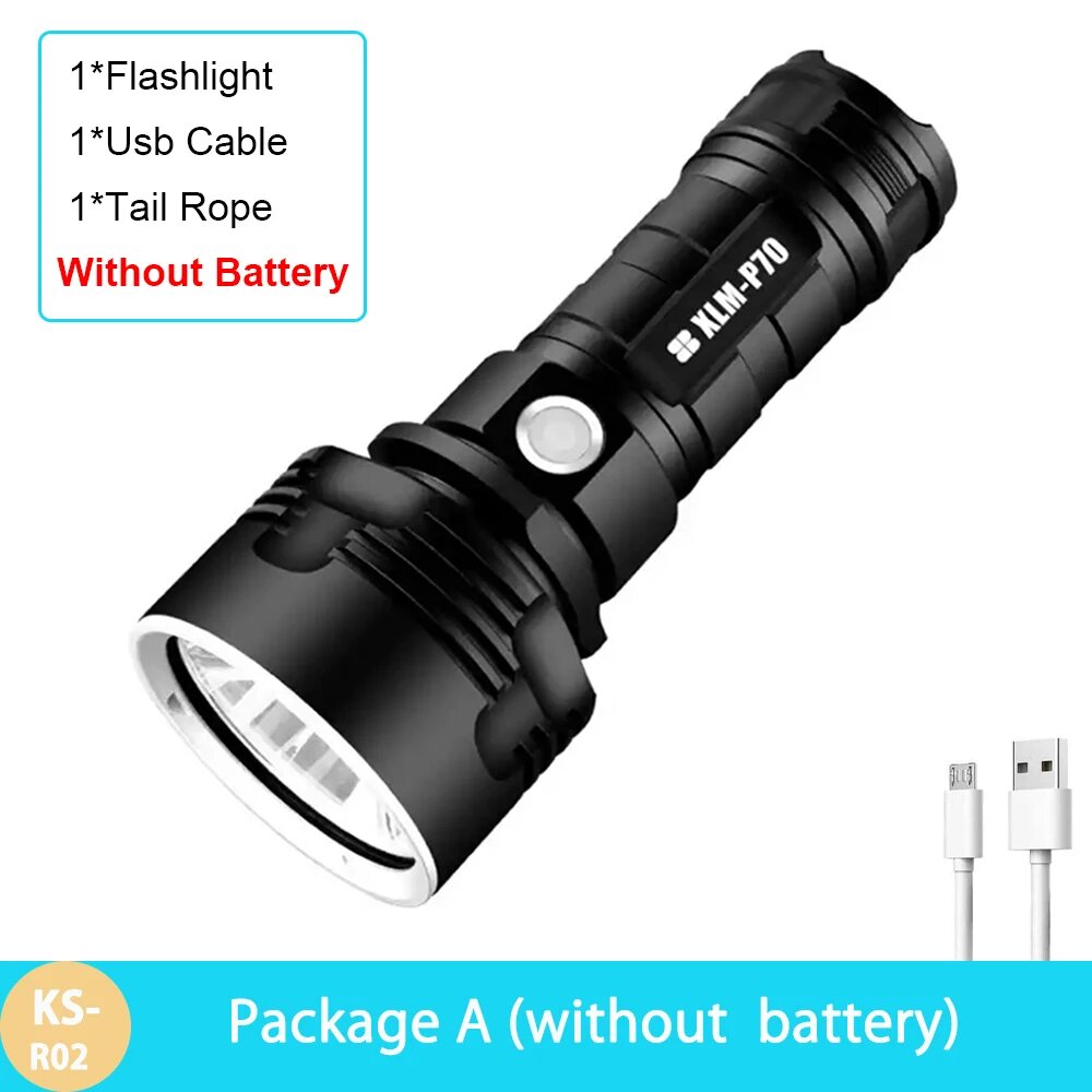 P70 Led Edc алюминиевый миниатюрный 10000 люмен электрическая вспышка для кемпинга перезаряжаемый супер яркий прожектор фонарик