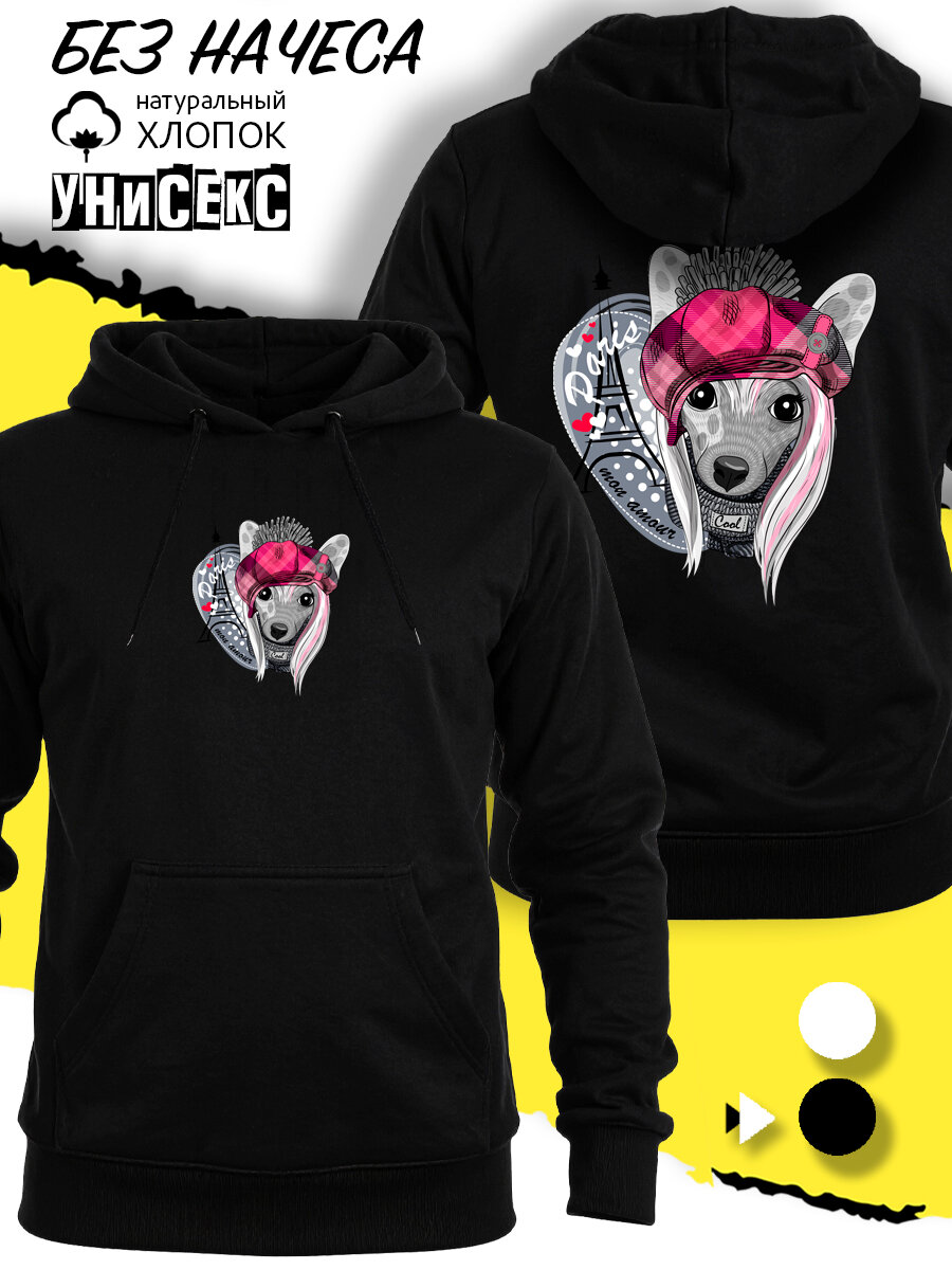 Худи Толстовка свитшот китайская хохлатая собака Paris