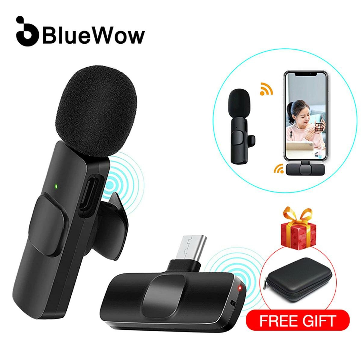 BlueWow WY-M1 Новый беспроводной петличный микрофон Портативный аудио-видеозаписывающий микрофон для Type-C для камеры м