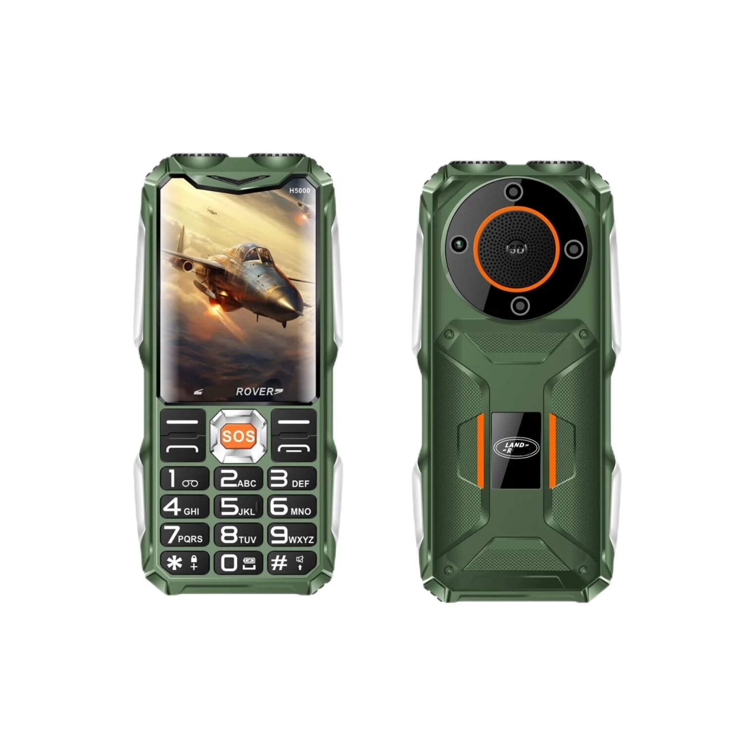 Прочный телефон Rover H5000, зеленый, SOS, фонарик, DualSIM, 16GB