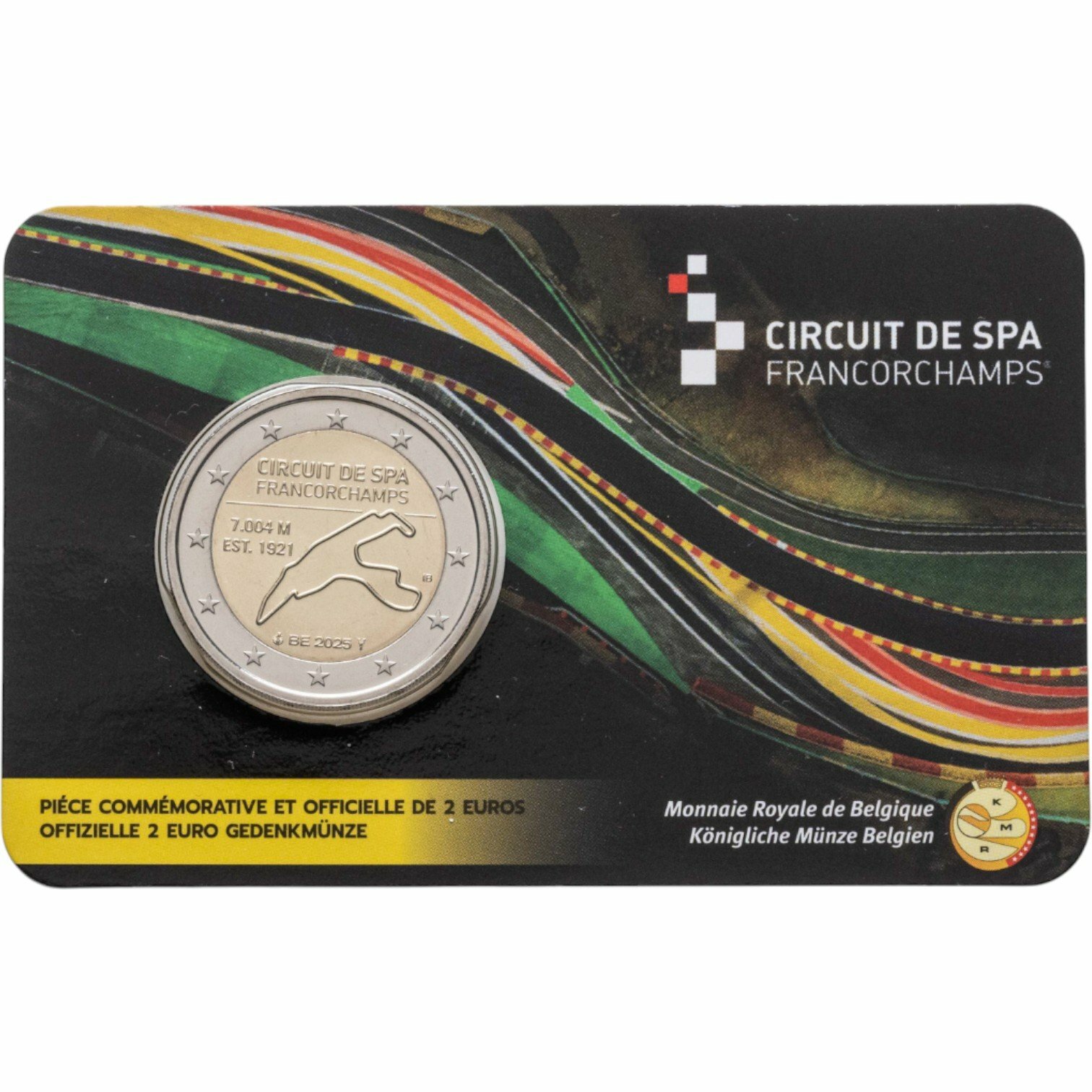 Бельгия 2 евро 2025 "Автотрасса Спа-Франкоршам" на французском языке, Биметалл, в сохранности BUNC