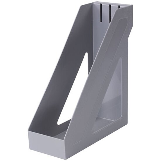 Лоток для бумаг Brauberg вертикальный для бумаг "Basic", 265х100х285 мм, серый