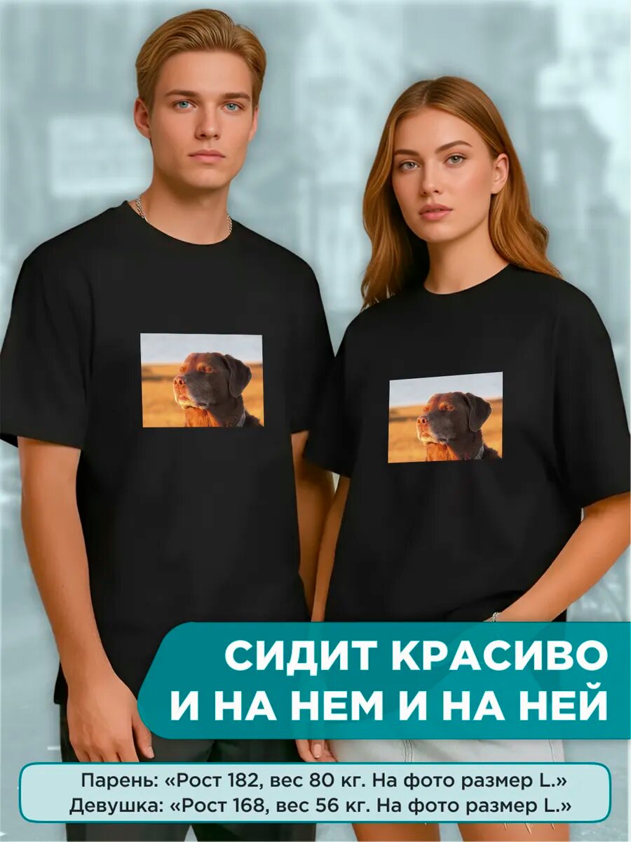 Футболка PRINTSHOT, 1 шт., размер L, черный — фото 1