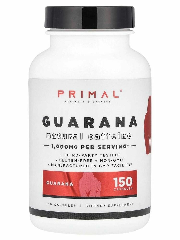Гуарана, 150 капсул (500 мг в каждой капсуле), PrePrimal