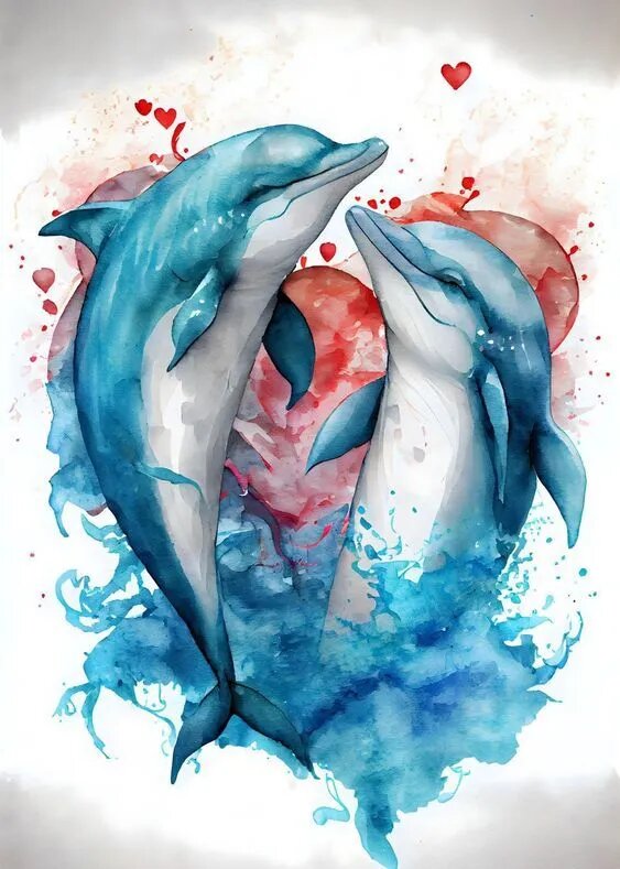 Алмазная Картина "дельфин" 5D Круглый Бриллиант 40х50 См.