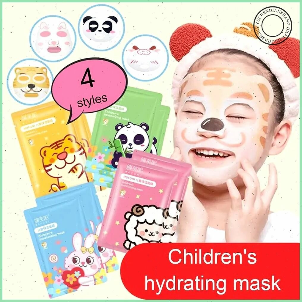 Маски для лица тканевые с животными детские Animals, 4 штук