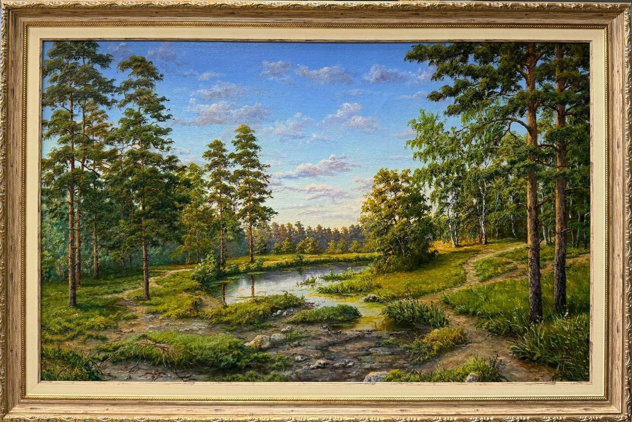 Картина маслом, летний пейзаж "Летний лес". Холст/Масло, 2026. Размер 50х80. Автор Штынин А.
